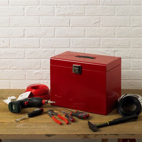 Boîte de rangement métal rouge 28.5x22cm SAFE DRA4007111