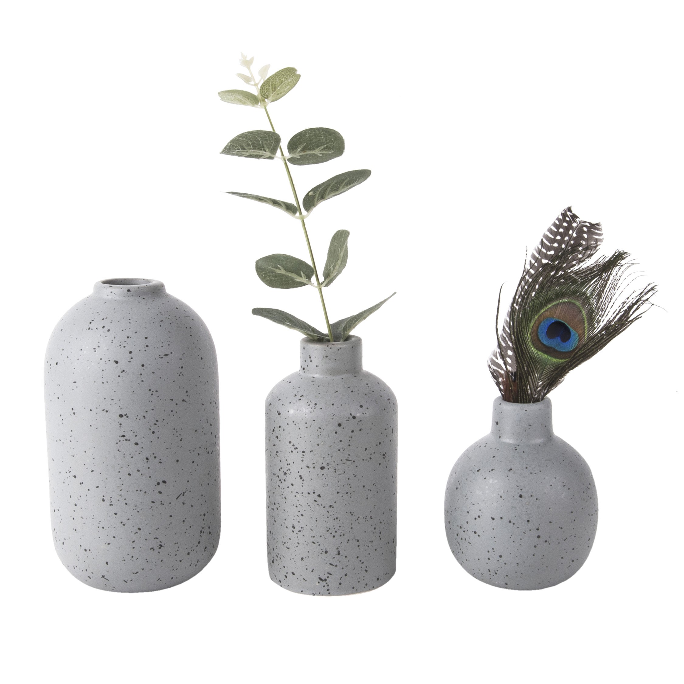 Lot de 3 vases en céramique gris effet terrazzo DVA4105014