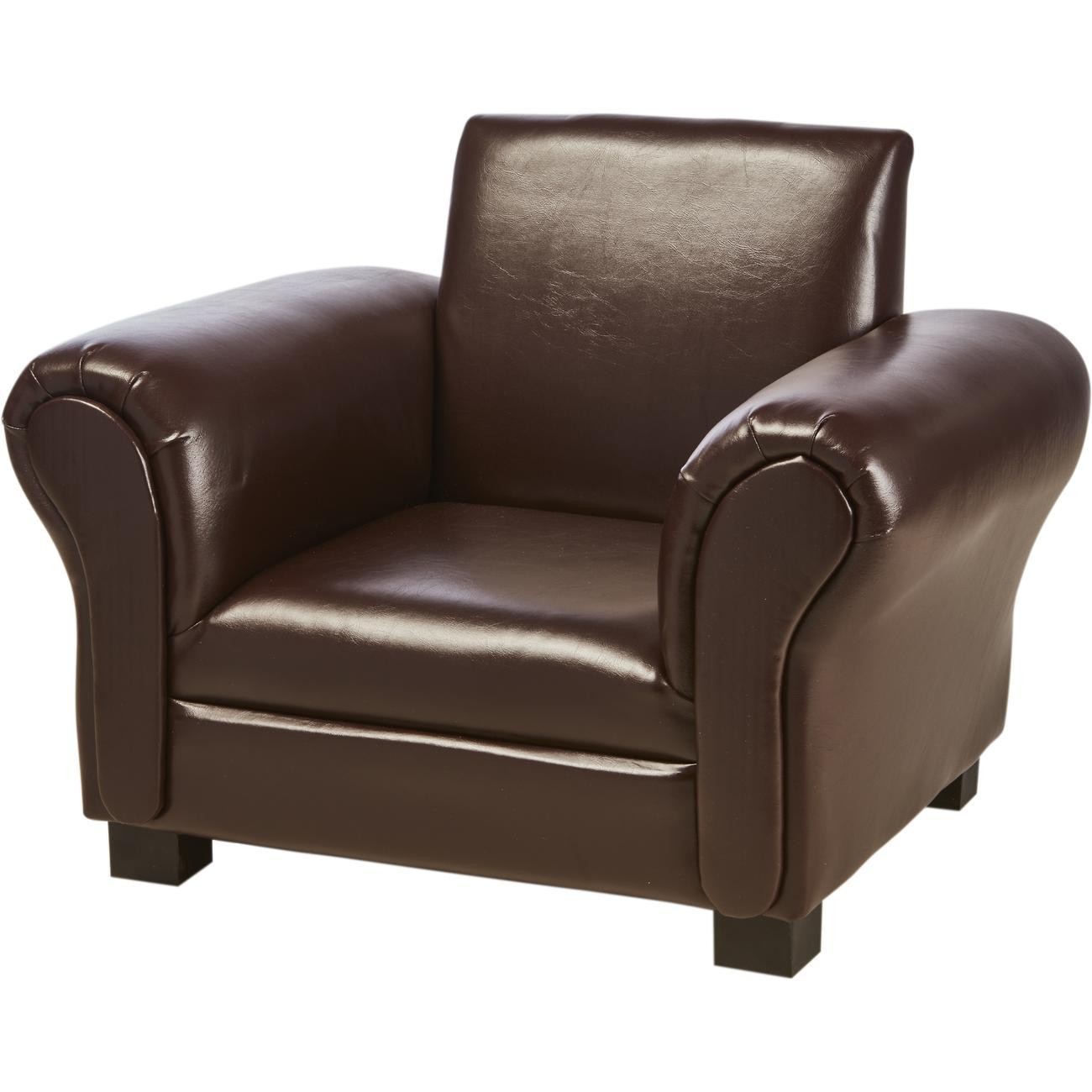 Fauteuil enfant confortable en simili cuir saul chocolat 25113CH